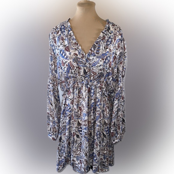 Zara | Dresses | Zara Long Sleeve Paisley Floral Boho Dress | Poshmark